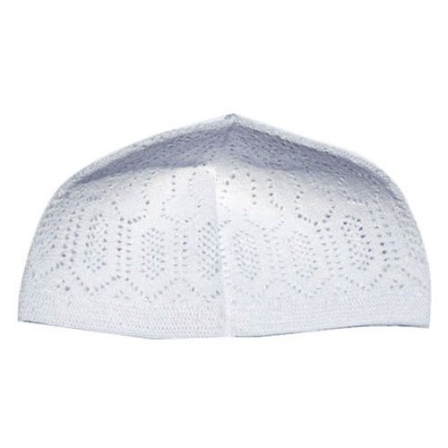 White Cotton Knit Turkish kufi Muslim Taqiyah Hat Moslem Kofiyah Takke Topi