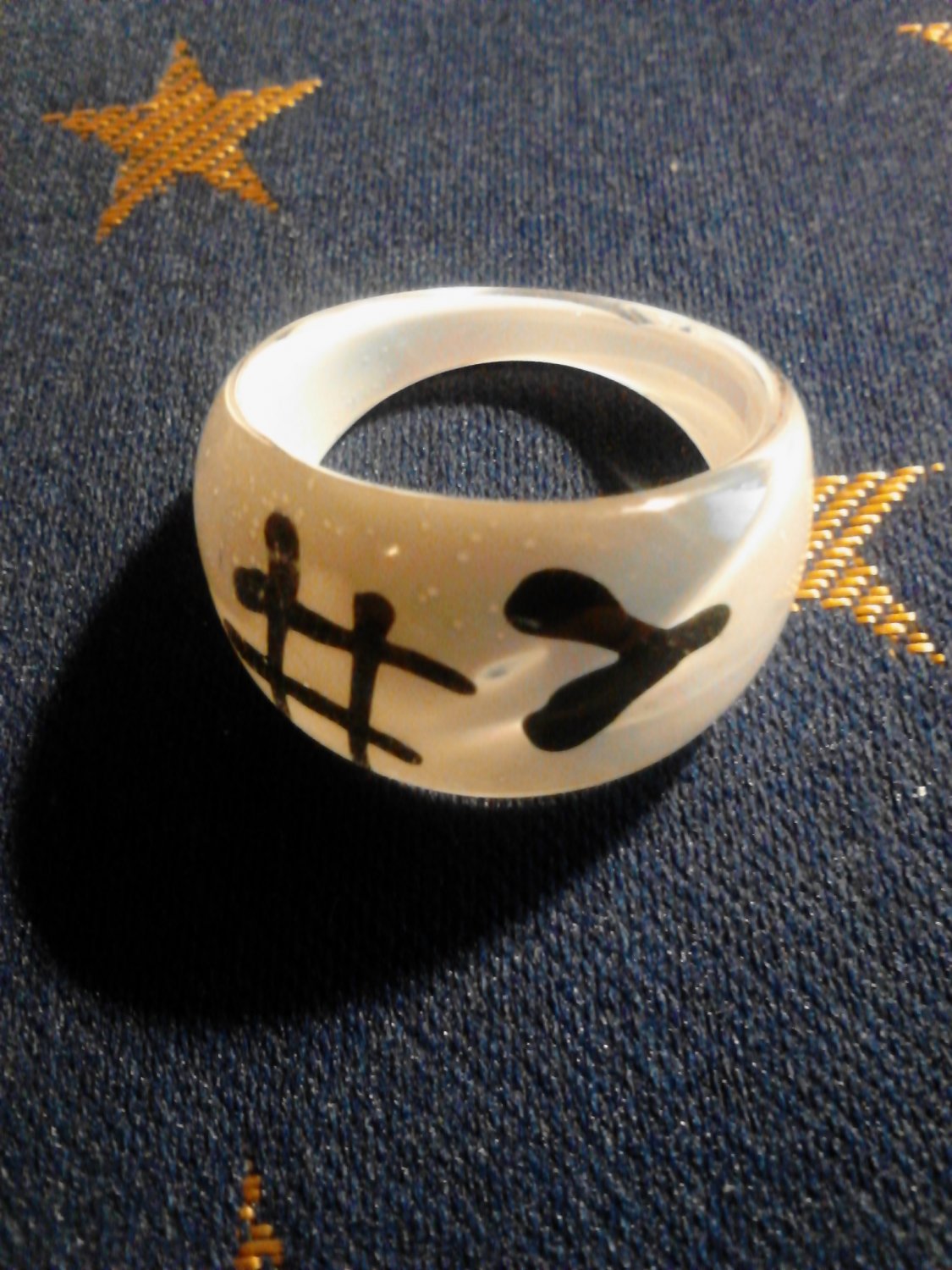 Size 8.5 White Plastic "# :heart:" Ring