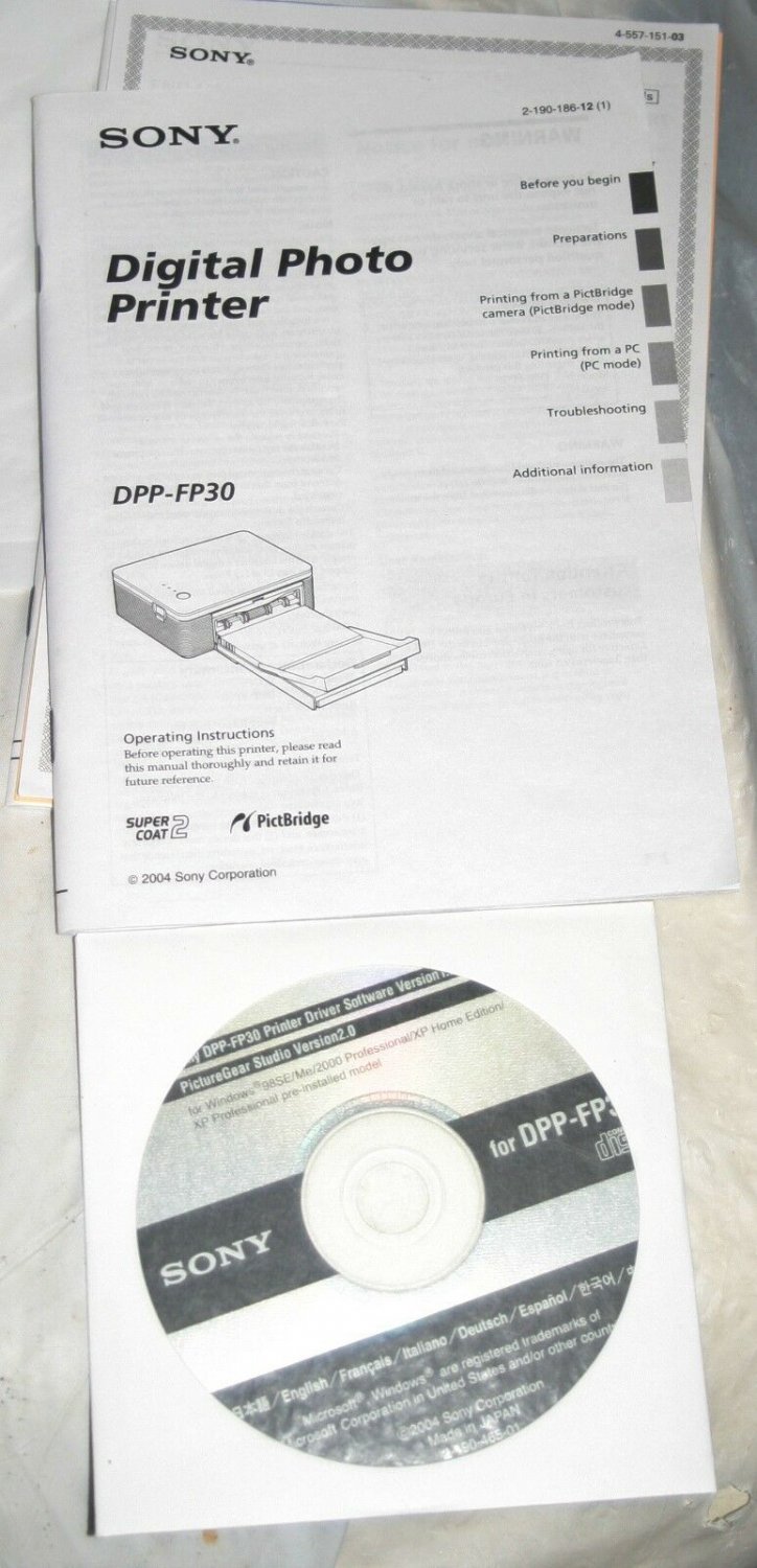 SONY DPP-FP30 Picture Station Photo Printer PictBridge USB & Cartridge ...