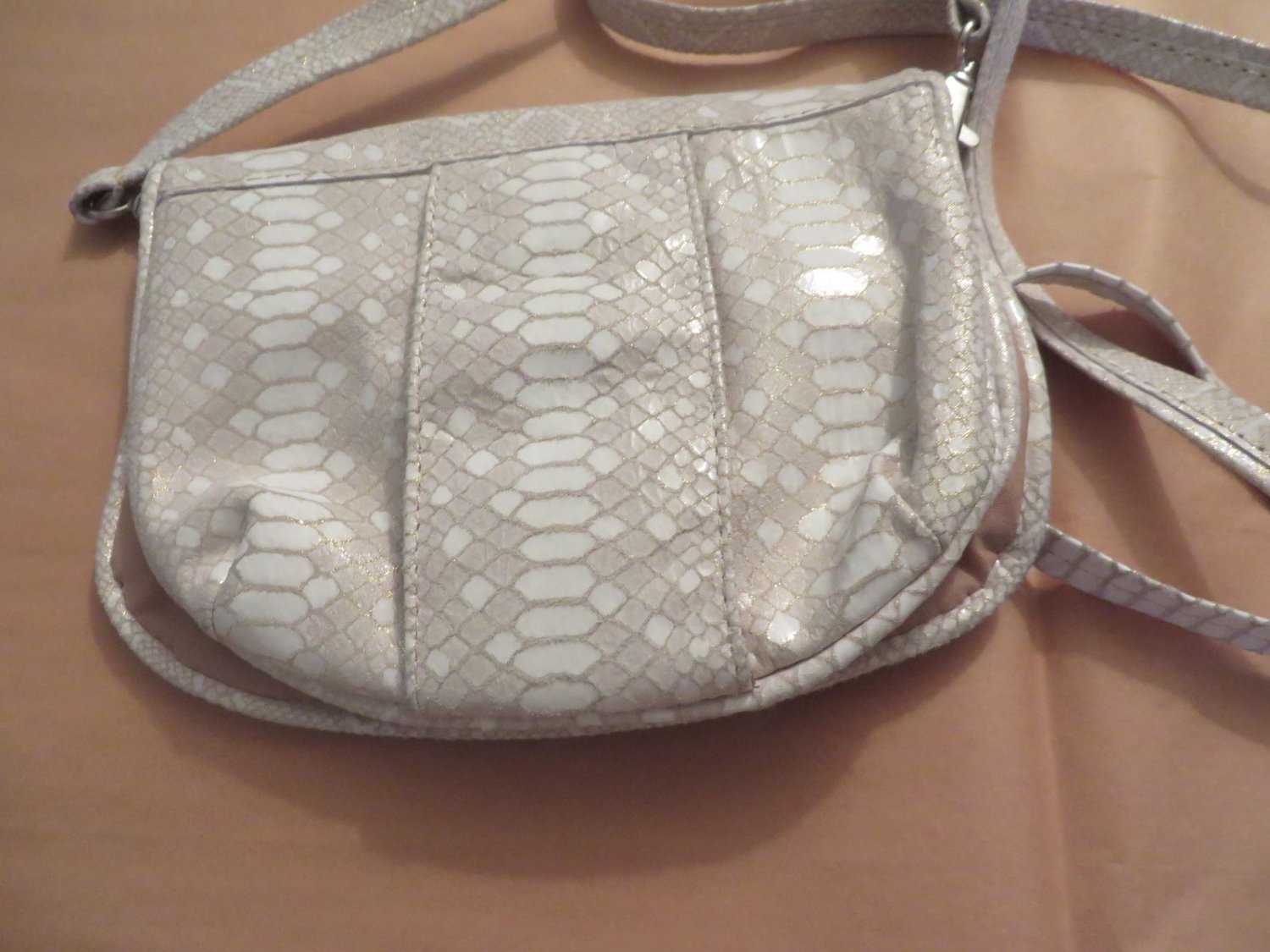 KIPPYS PURSE BELT POUCH White Gold Pink Crystals BLING Dance Cowgirl Cross