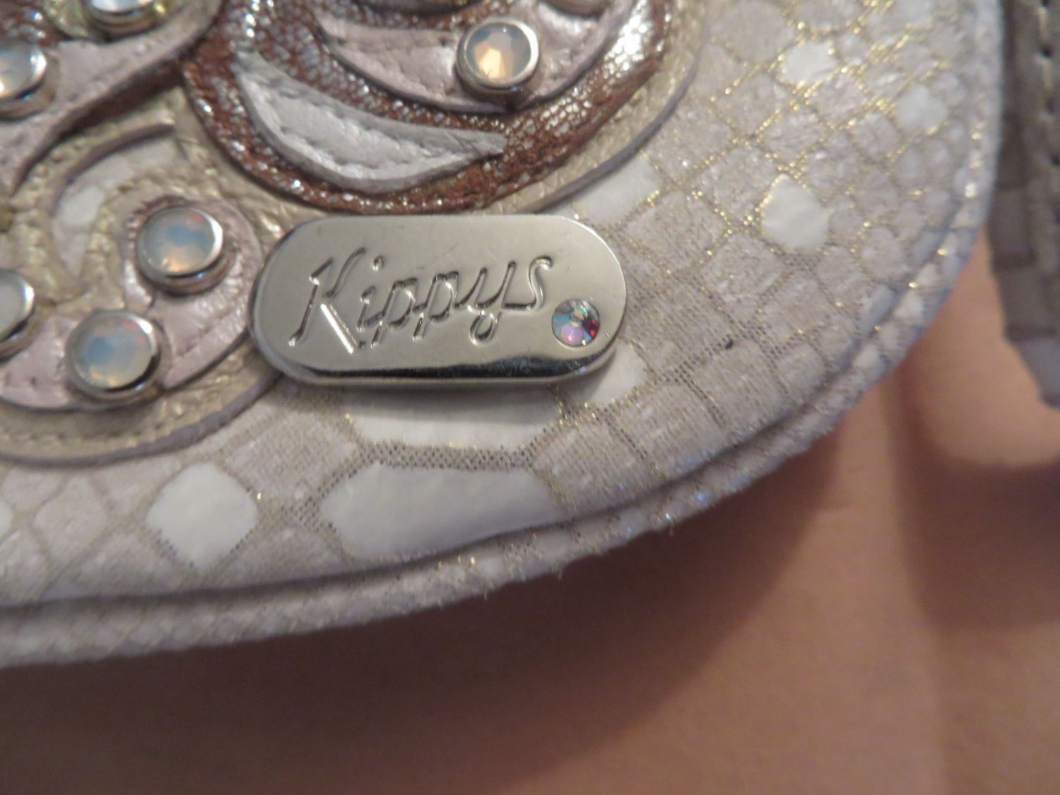 KIPPYS PURSE BELT POUCH White Gold Pink Crystals BLING Dance Cowgirl Cross