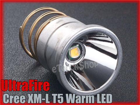 UltraFire Cree XM-L T5 Warm LED 1 Mode 650 Lumens Max Bulb Xenon light ...