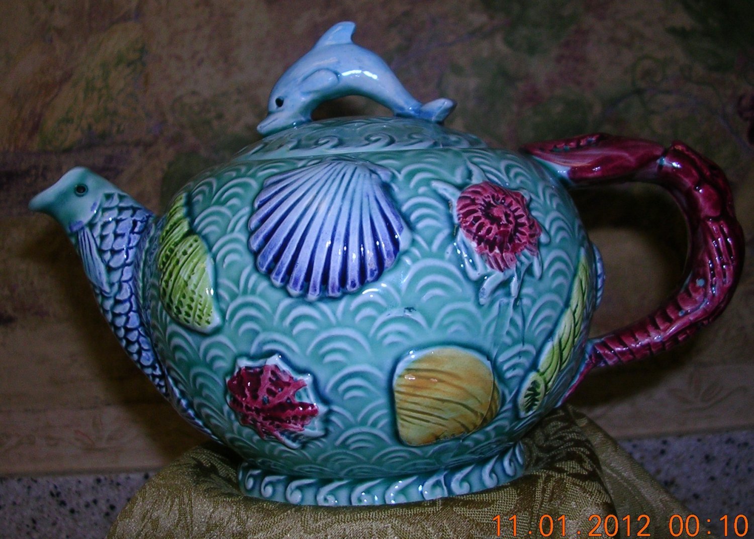 Teapot Takahashi San Francisco Japan Dolphin and Coral, Price Includes S&H