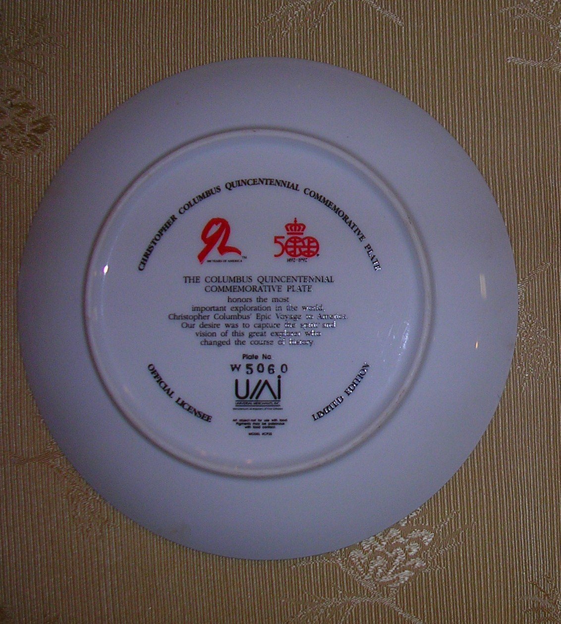 Columbus Quincentennial Commemorative Plate 500 Years of America, Price ...