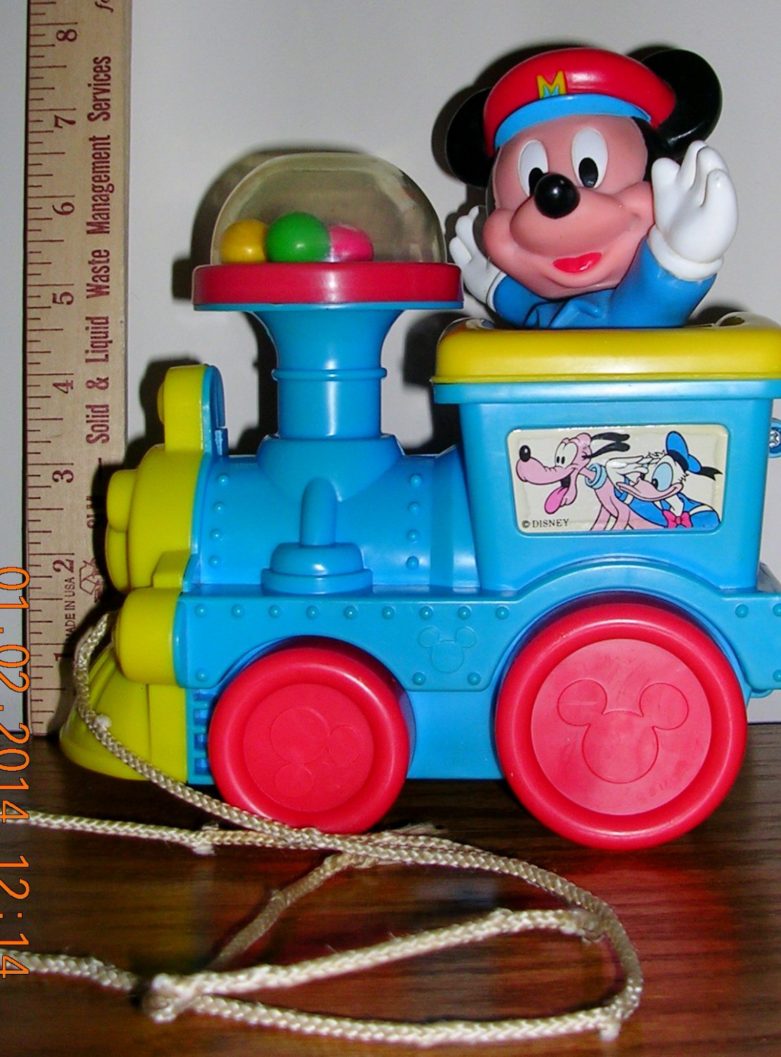 Vintage Disney Mickey Mouse Popping Train Pull Toy, Price Includes S&H