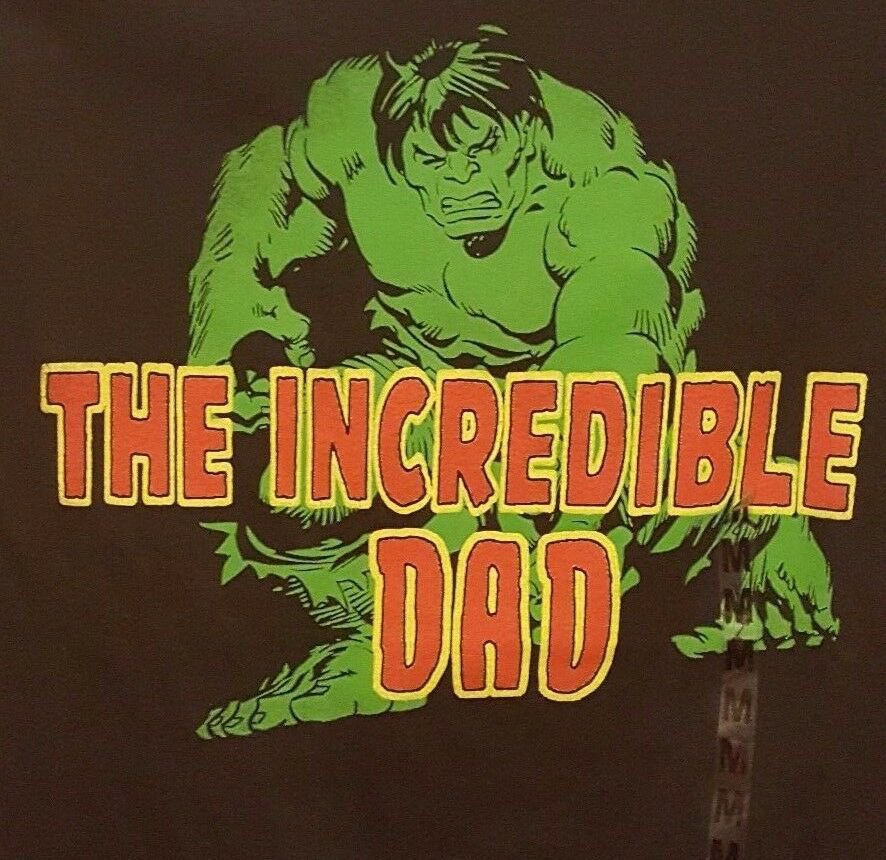 New Marvel Comics Men's Incredible Hulk Dad Tee T Shirt Size M Black ...