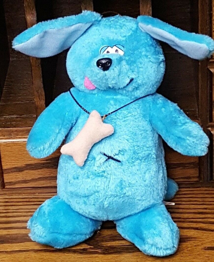 Vintage 1989 Nanco Plush Blue Dog Floppy Ear Stuffed Animal Bone HTF