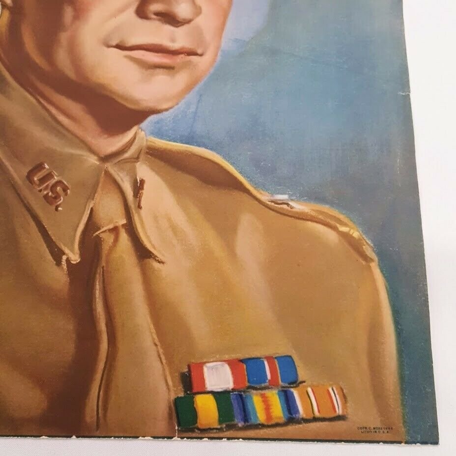 VTG 1944 WWII Era General Eisenhower Poster Litho Print Dwight Bettina ...