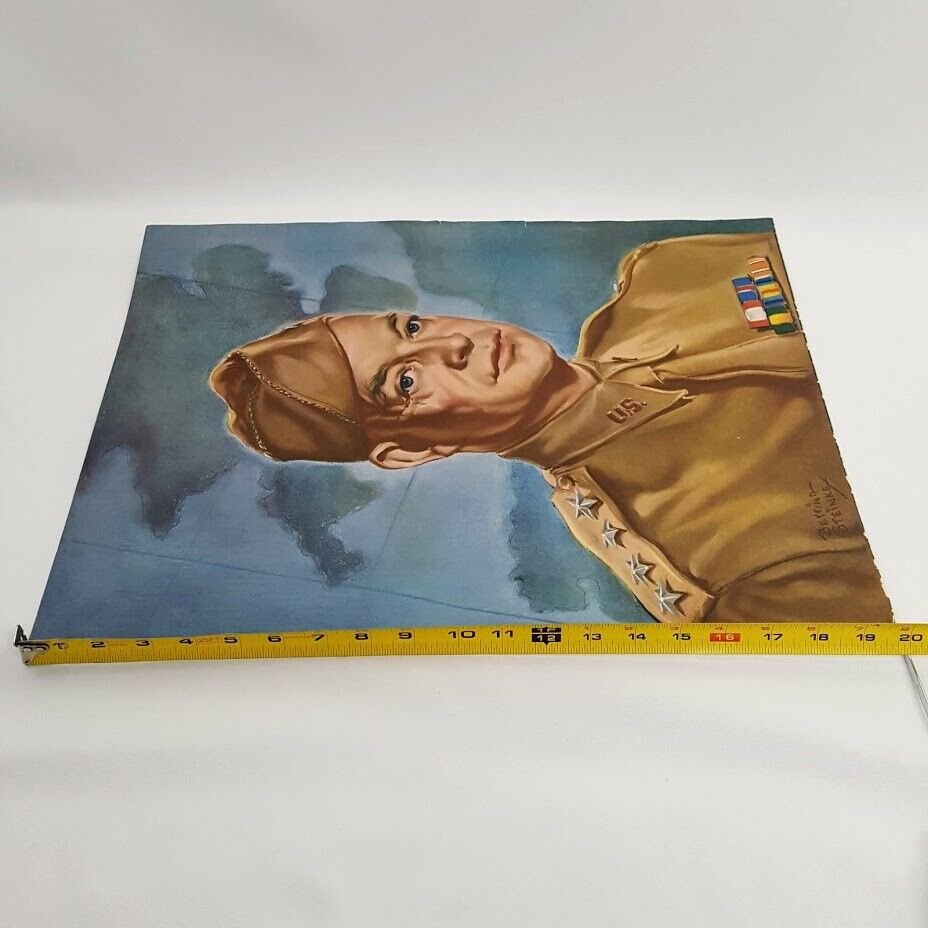VTG 1944 WWII Era General Eisenhower Poster Litho Print Dwight Bettina ...