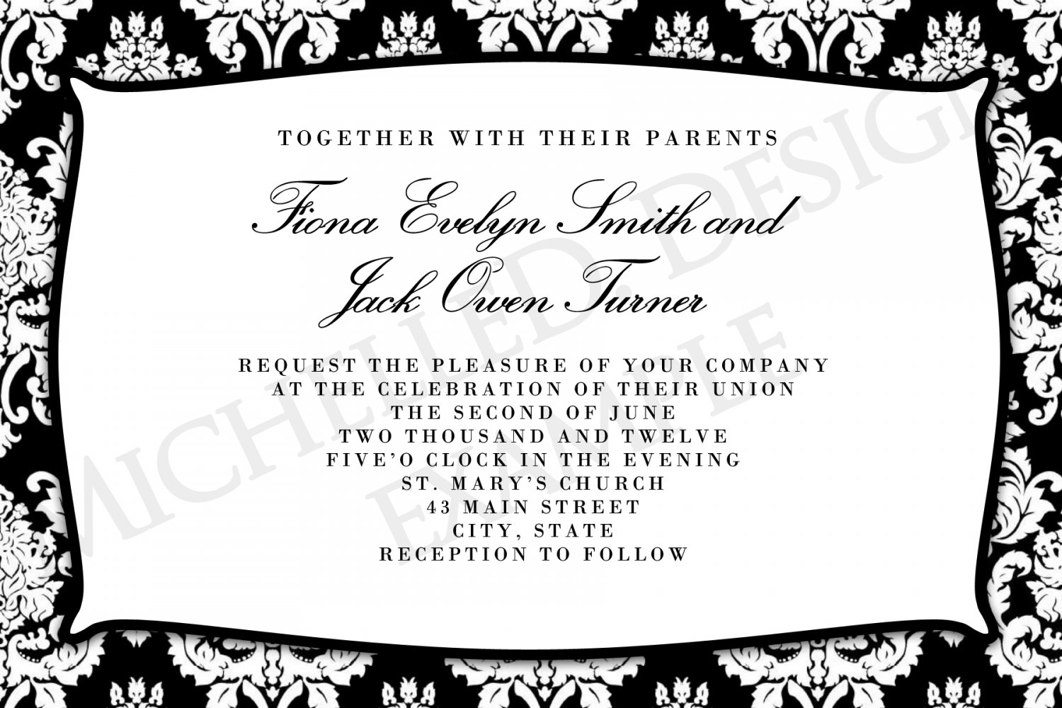Damask Wedding Invitation *DIY* Printable