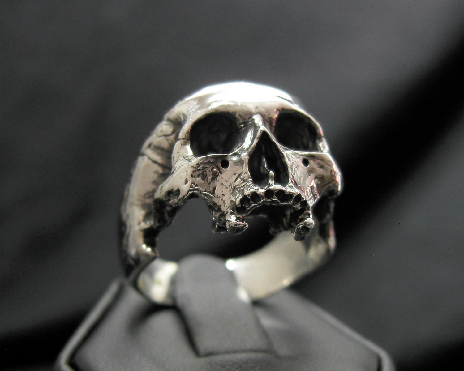 Into The Fire - Sterling Silver Mens Ring Skull Ring Biker Harley ...
