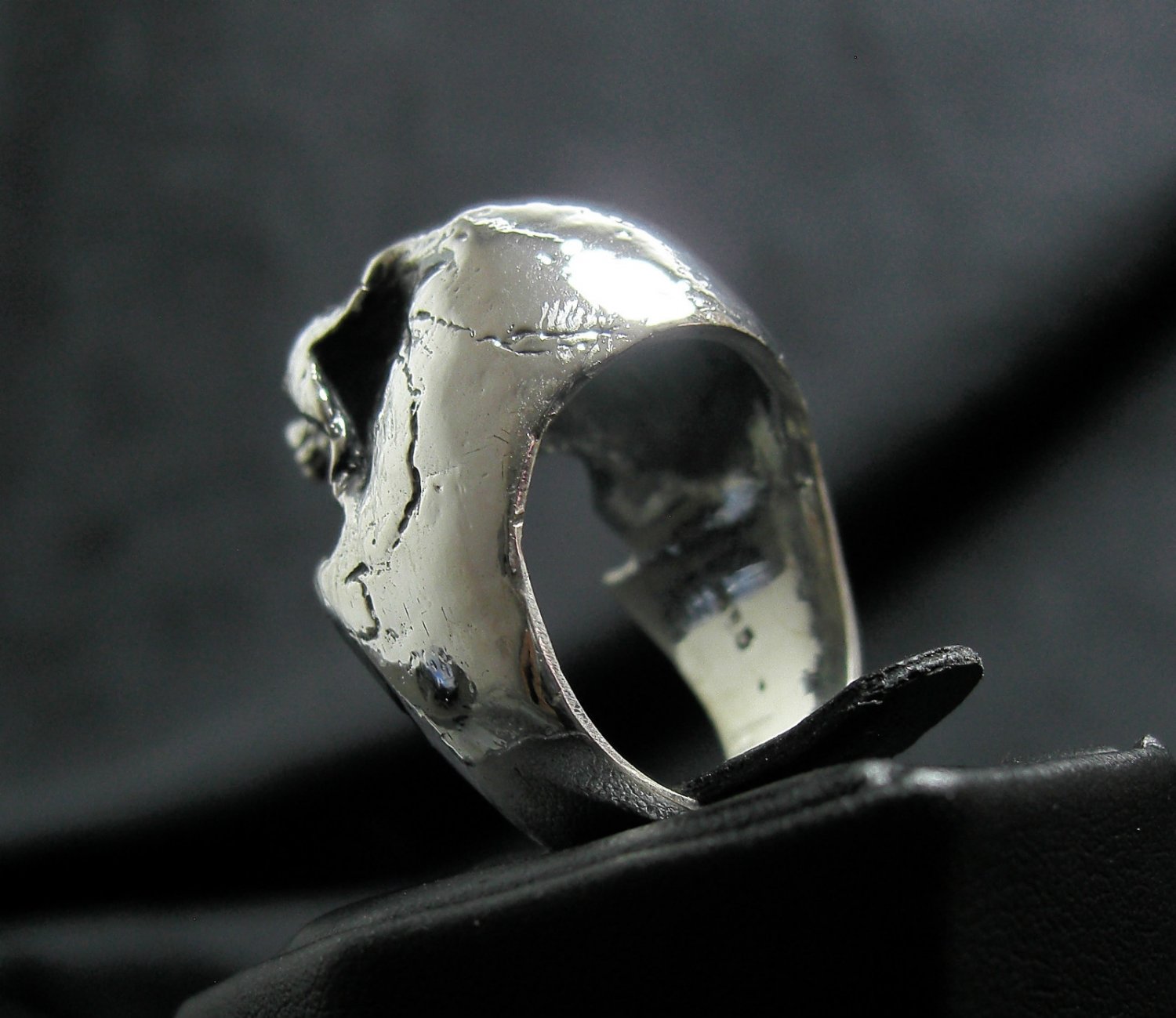 Into The Fire - Sterling Silver Mens Ring Skull Ring Biker Harley ...