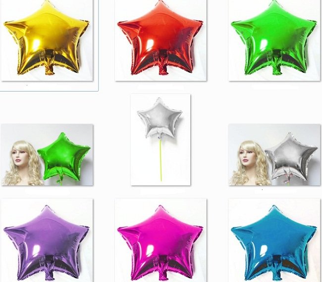 STAR Assorted Color Helium Quality 19" Balloon w Stick lot of 5 for ...
