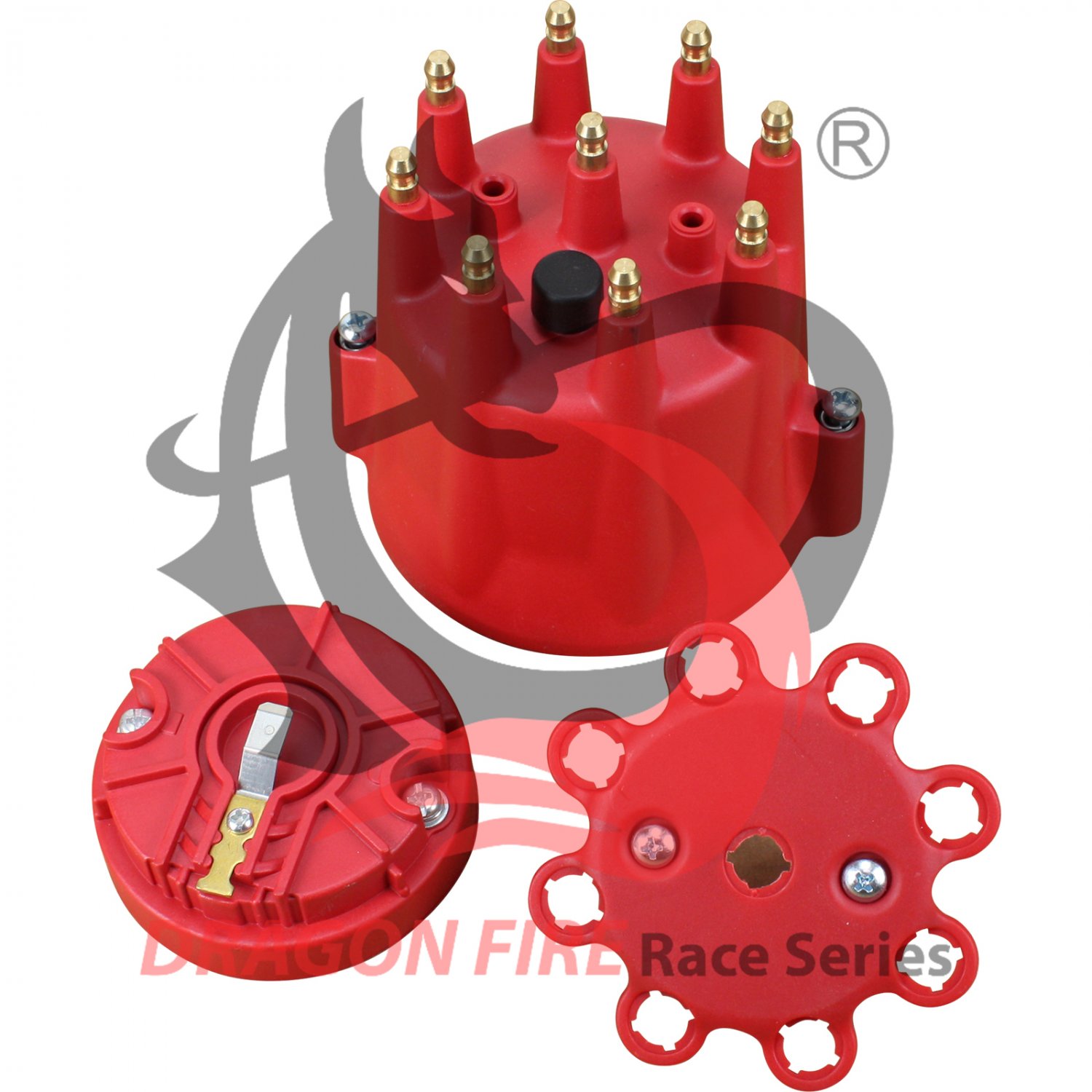 Brand Dragon Fire Cap and Rotor Red Male Brass Terminals Billet Pro ...