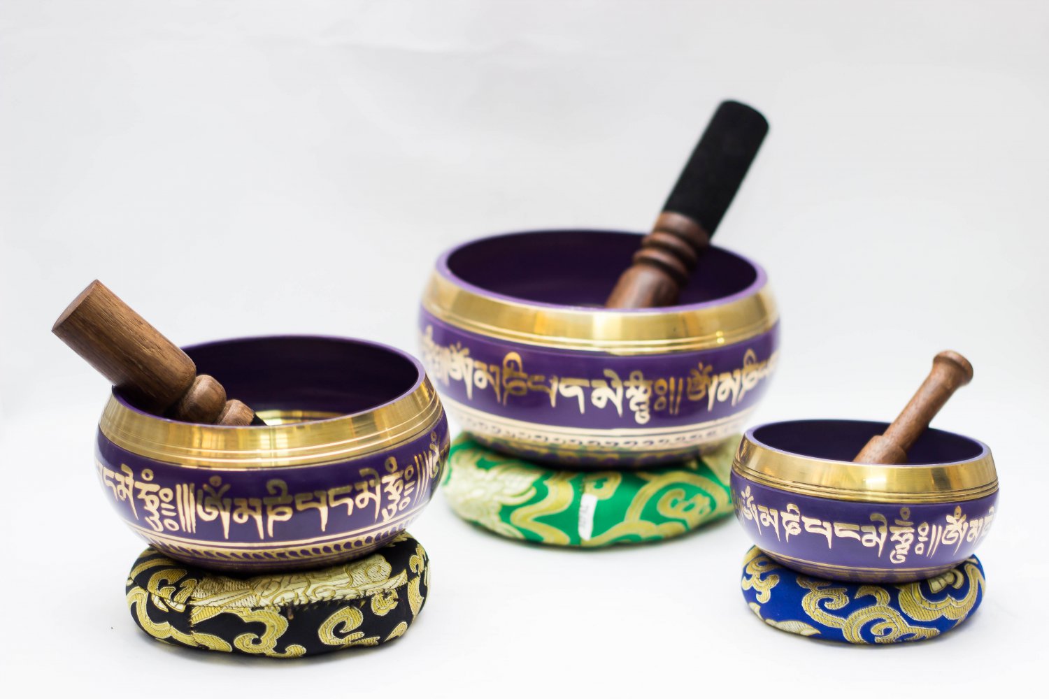 Tibetan Singing Bowl Sets Of 3 Chakra Healing Singing Bowl Blue