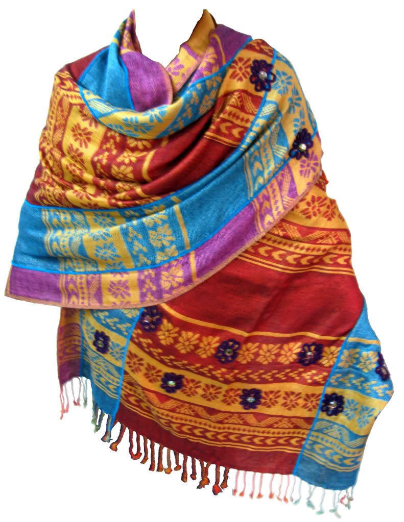 scarf stole Shawl wrap black viscose fancy smart woolen silk georgette ...