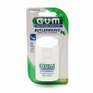 SUNSTAR GUM DENTAL FLOSS BUTLERWEAVE MINT WAXED 200 yard G U M 183 m