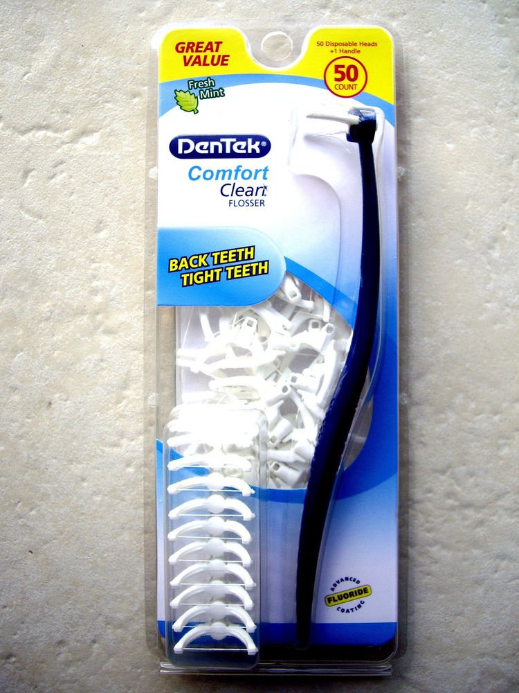 2 Dentek Comfort Clean flosser BAck Teeth tight teeth 50 count + 1 ...