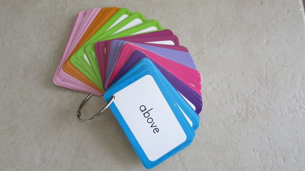 121 Words Reading Flash Cards with Ring multi color card learning young ...