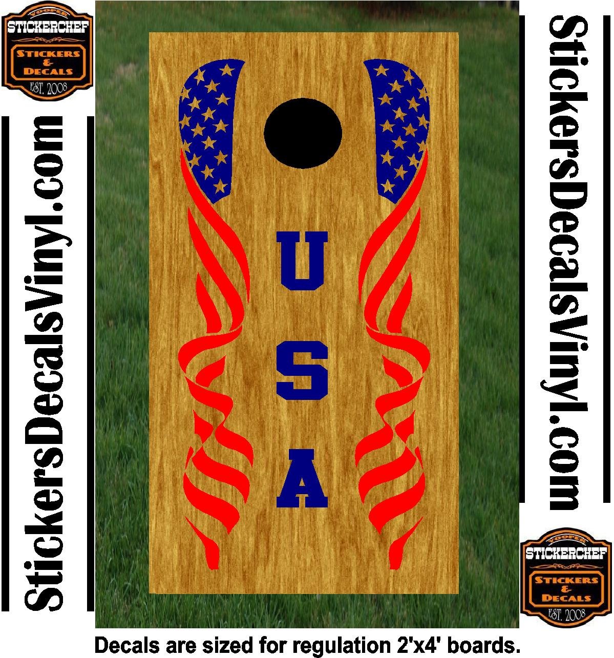 USA Patriotic US Stars Cornhole Board Decals Sticker 6