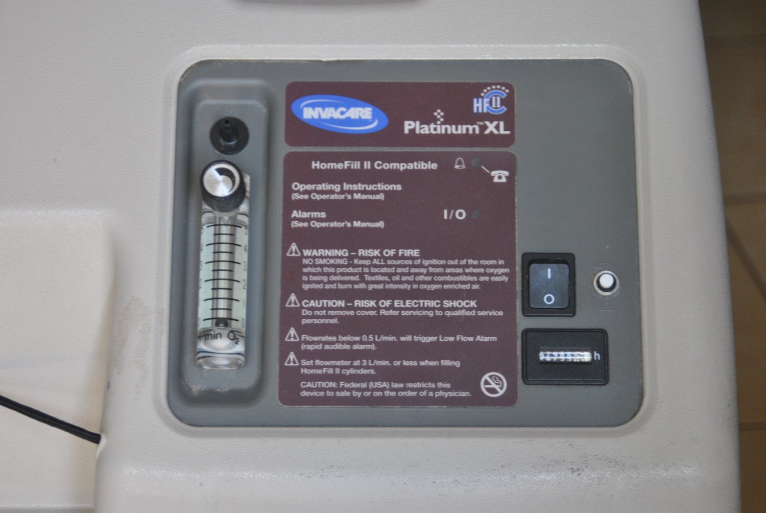 Invacare Platinum XL HFII Homefill II Compatible Oxygen Concentrator ...