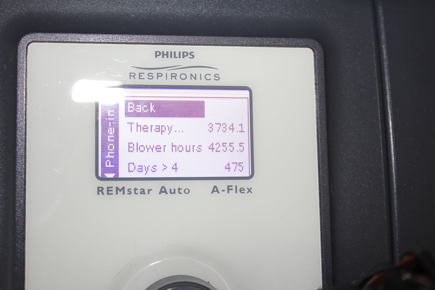 Philips Respironics REMstar Auto A-Flex 550P CPAP 3734 T hrs 4255 B hrs ...