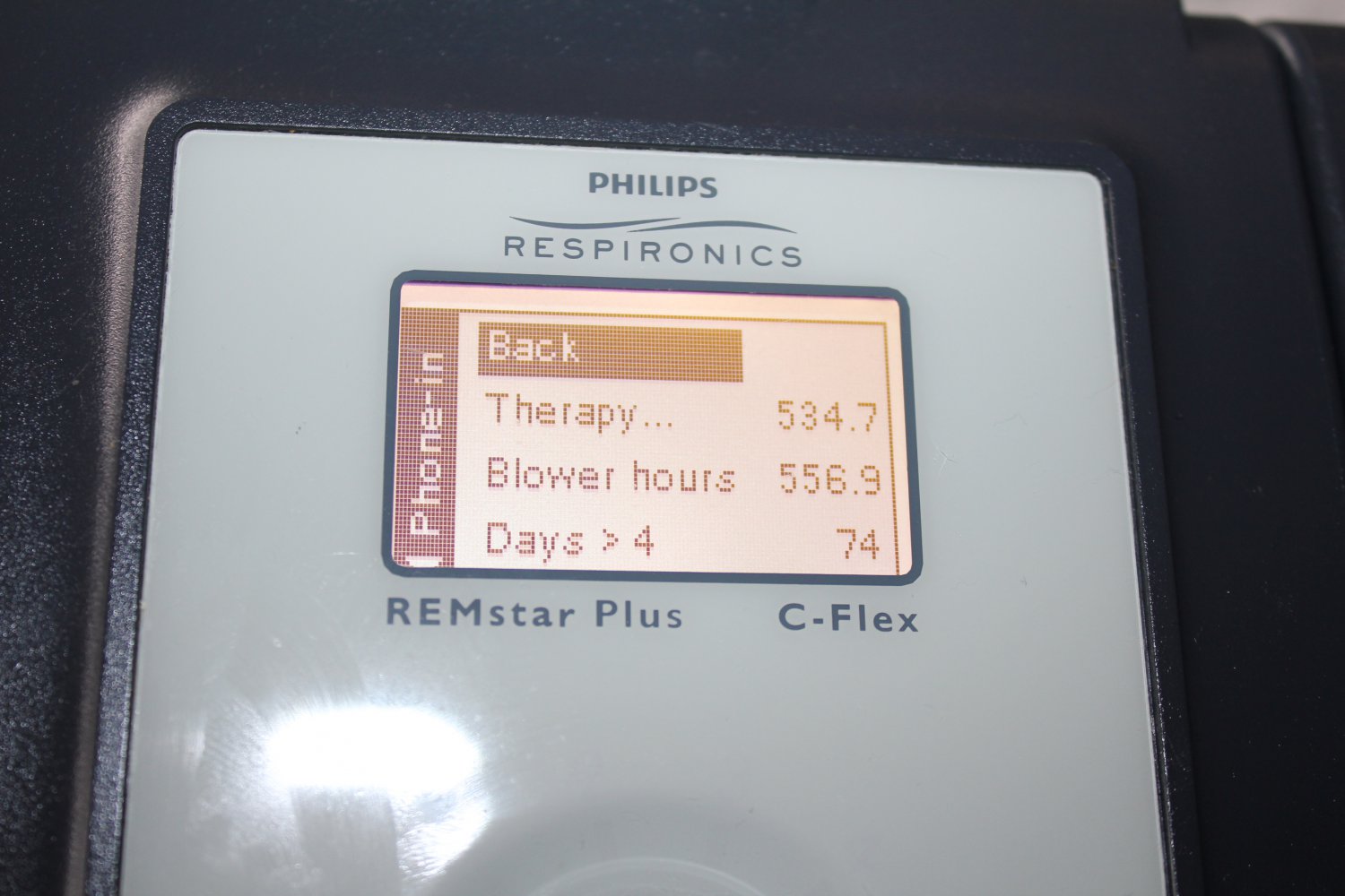 250P REMstar Plus Respironics CPAP 534 T/556 B run hrs 24jan #5d**SOLD**