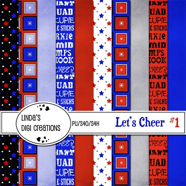 Let's Cheer #1 Red & Blue Digital Scrapbooking Kit