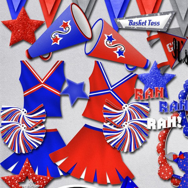 Let's Cheer #1 Red & Blue Digital Scrapbooking Kit