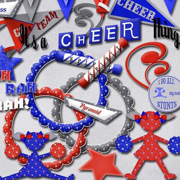 Let's Cheer #1 Red & Blue Digital Scrapbooking Kit