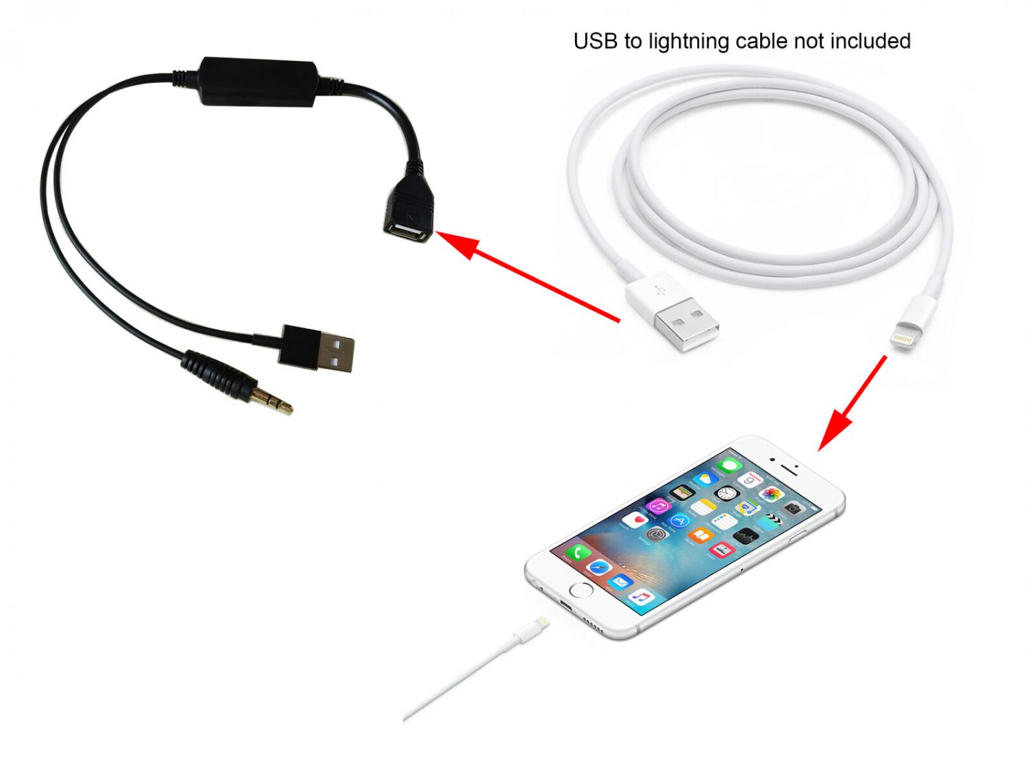IPHONE 11 X 8 AUX CABLE 3.5mm USB PIONEER MVH-P7300 P8300BT CD-IU51V ...