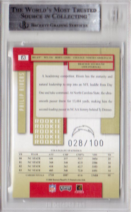 PHILIP RIVERS #/100 RC 2004 Prestige Xtra Points Red Rookie #153 ...
