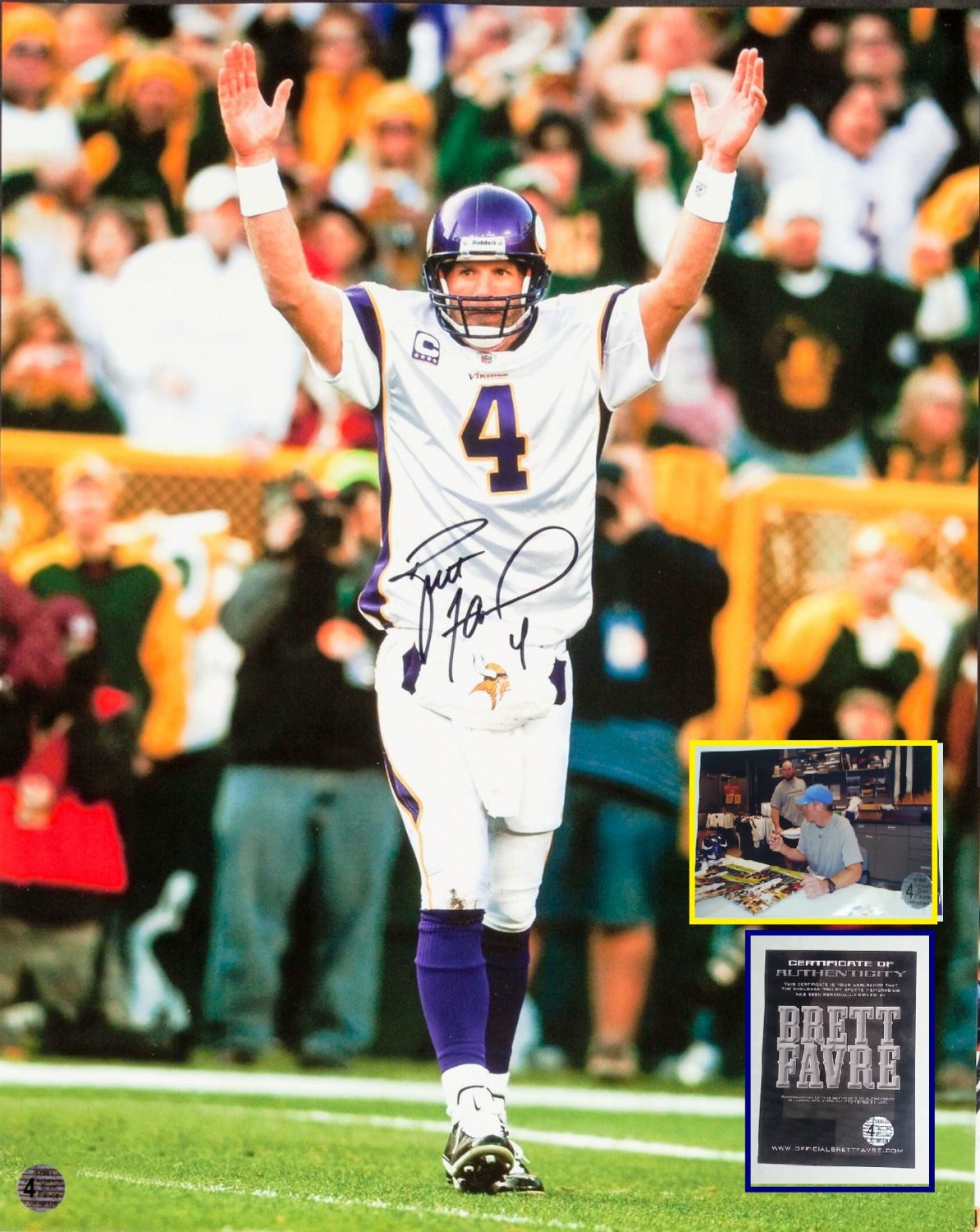 Brett Favre Signed 16" x 20" Photograph w/c.o.a. Vikings, Packers Autograph