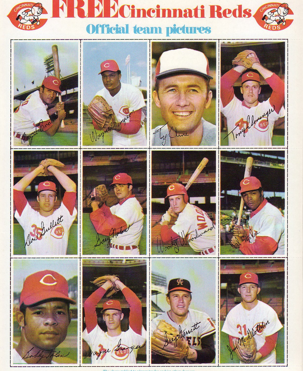 1971 Dell Todays Cincinnati Reds Official MLB Stamp Album w/24 Player ...