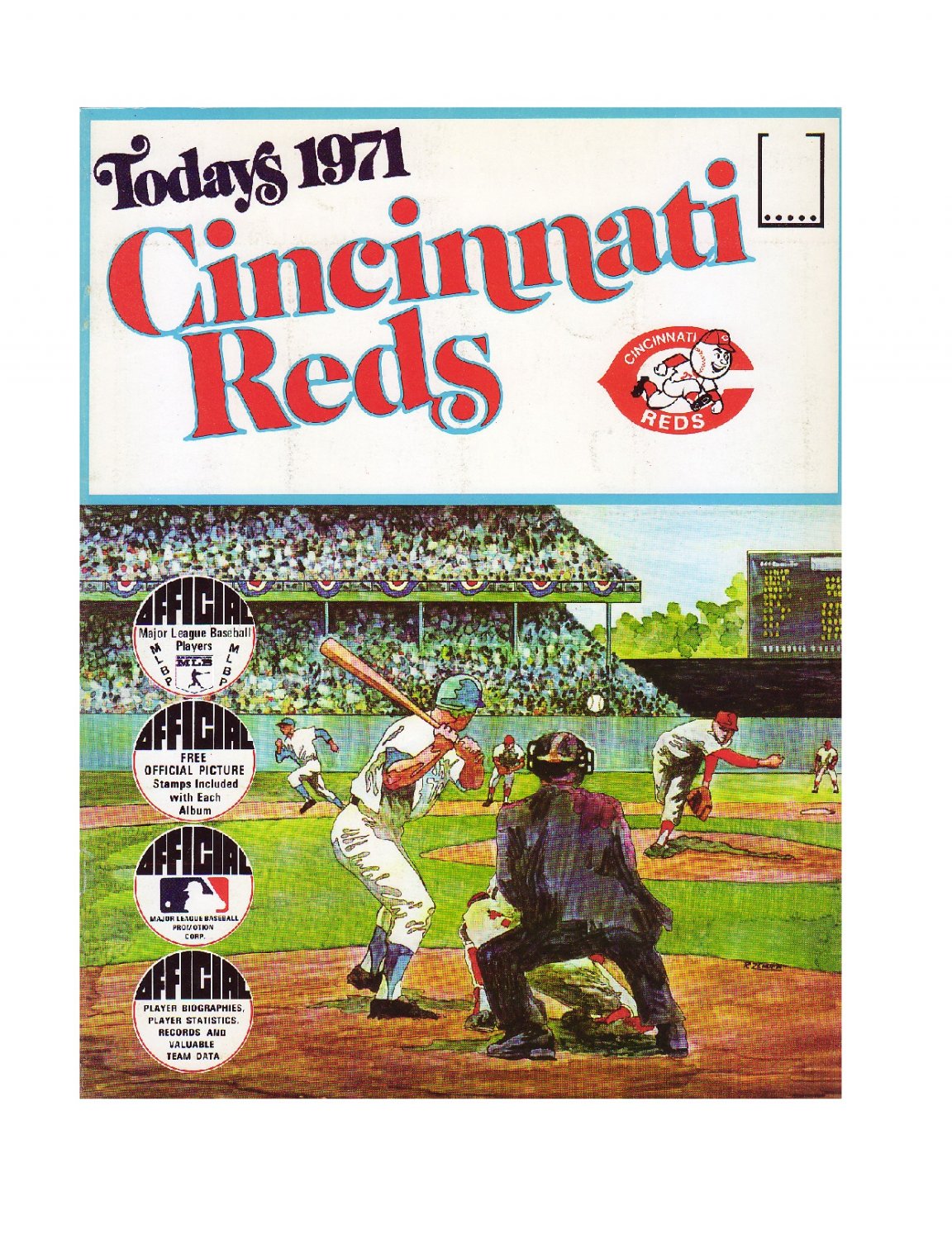 1971 Dell Todays Cincinnati Reds Official MLB Stamp Album w/24 Player ...