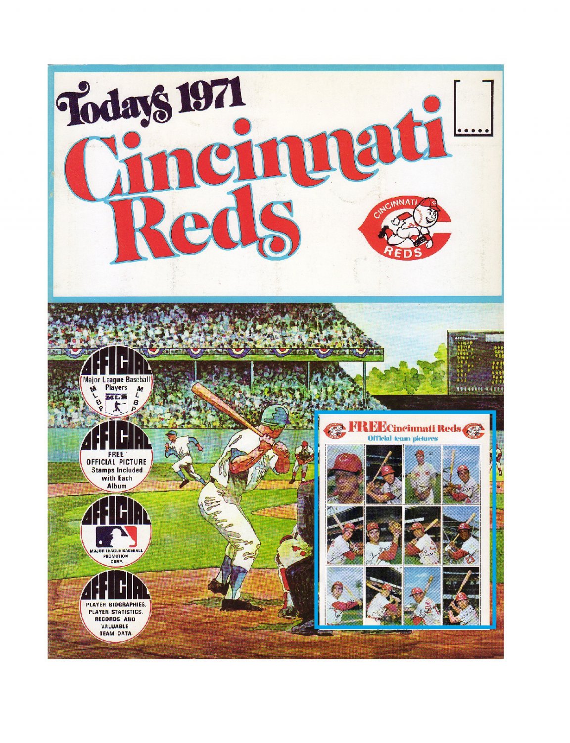 1971 Dell Todays Cincinnati Reds Official MLB Stamp Album w/24 Player ...