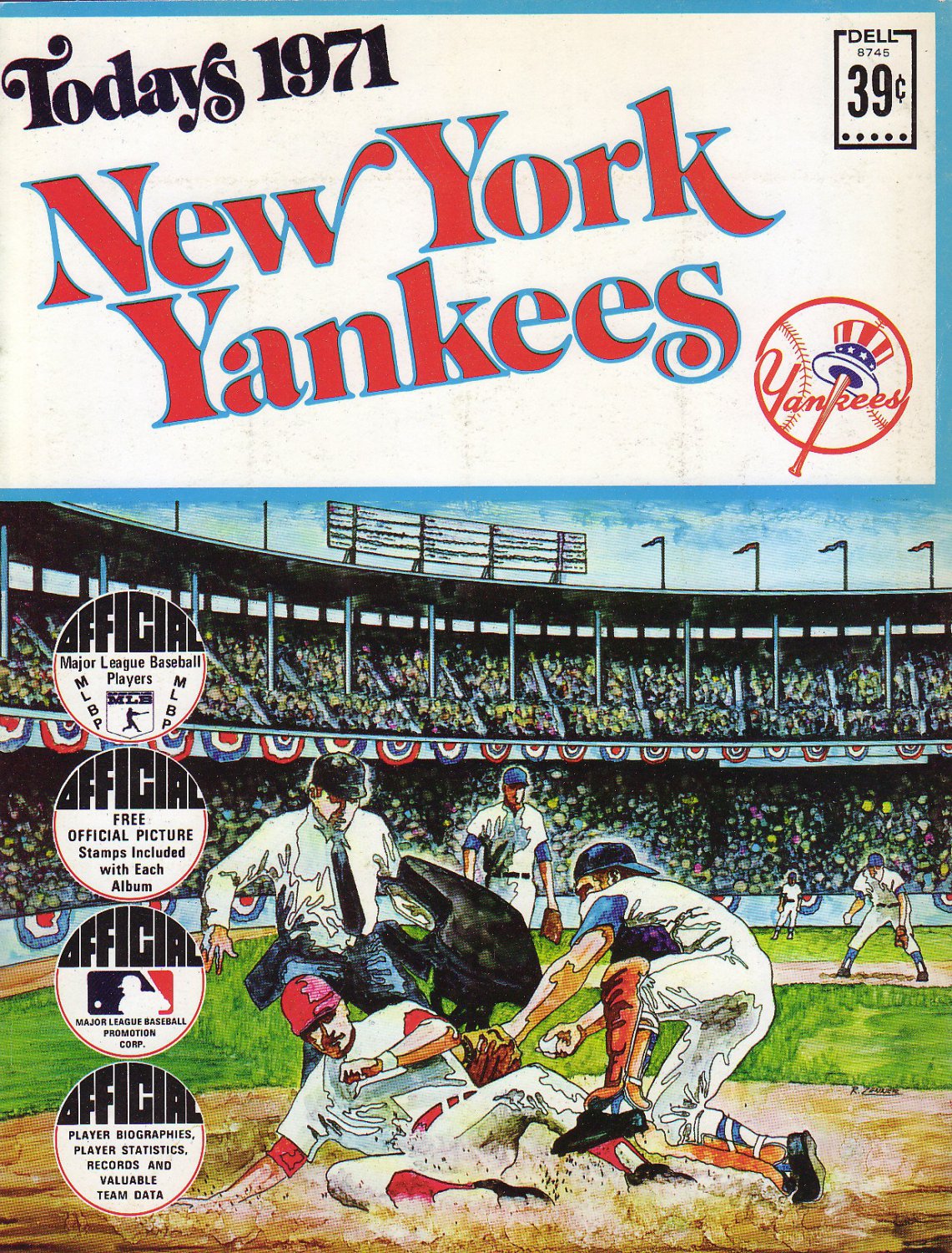 1971 Dell Todays New York Yankees Official MLB Stamp Album w/24 Player ...
