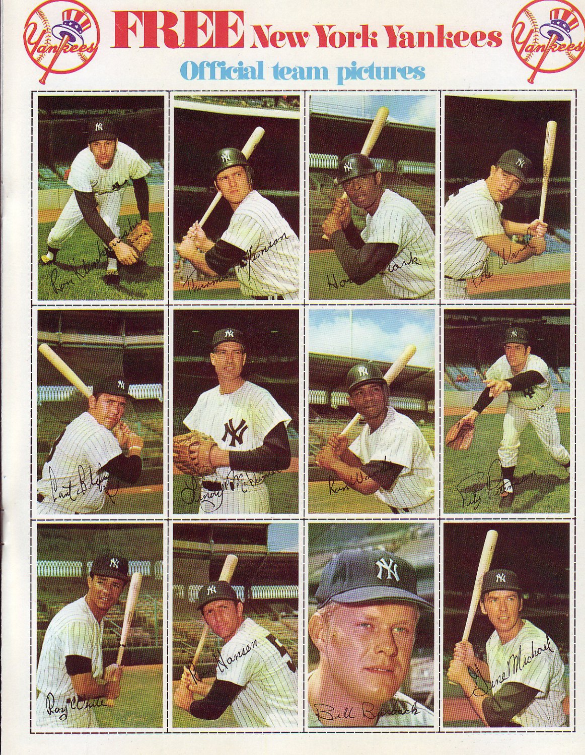 1971 Dell Todays New York Yankees Official MLB Stamp Album w/24 Player ...