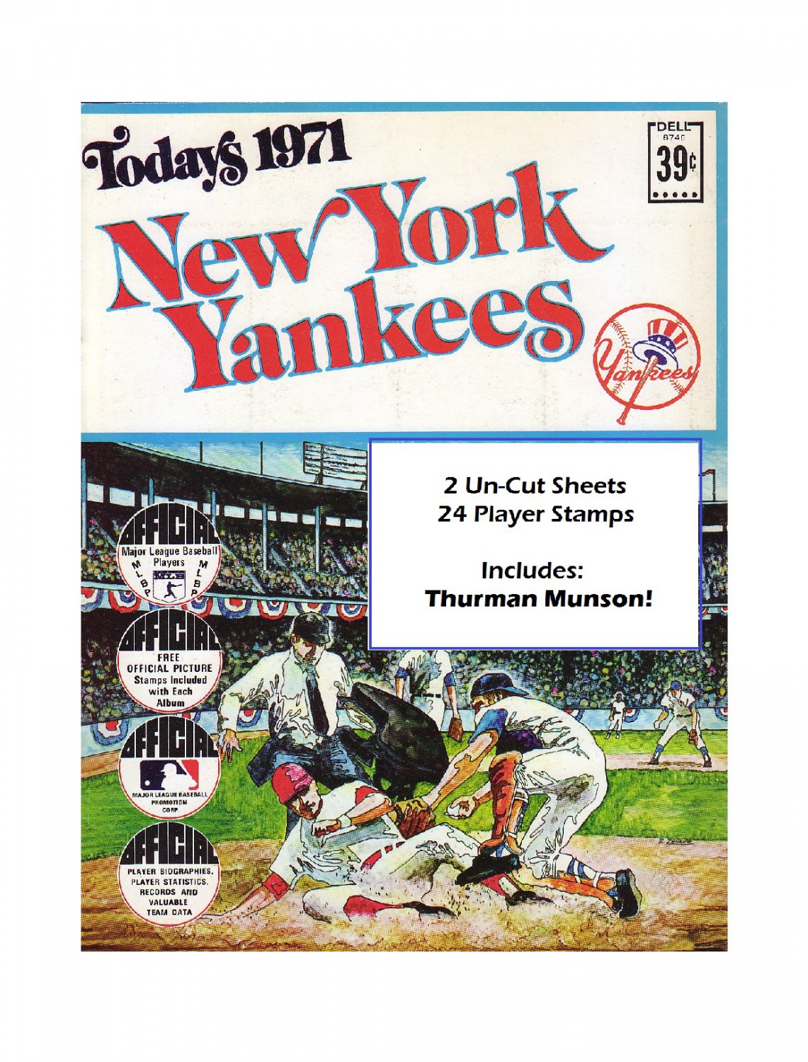 1971 Dell Todays New York Yankees Official MLB Stamp Album w/24 Player ...
