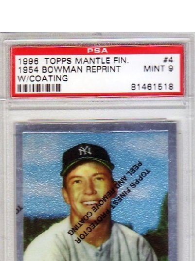 Mickey Mantle 1996 Topps Mantle Finest 1954 Bowman Reprints #4 PSA 9 ...