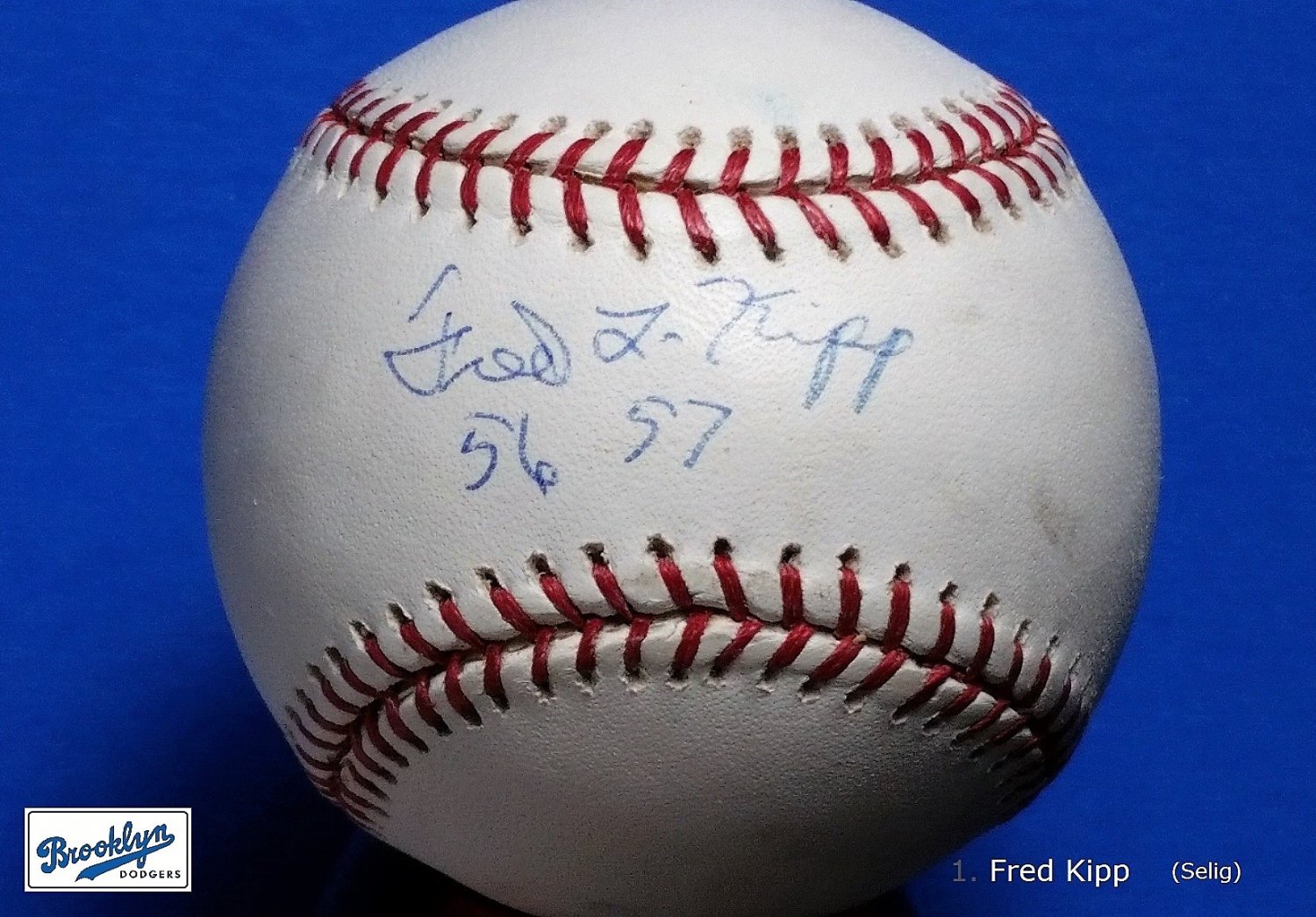 Brooklyn Dodgers Fred Kipp Signed Autographed Official MLB Baseball ...