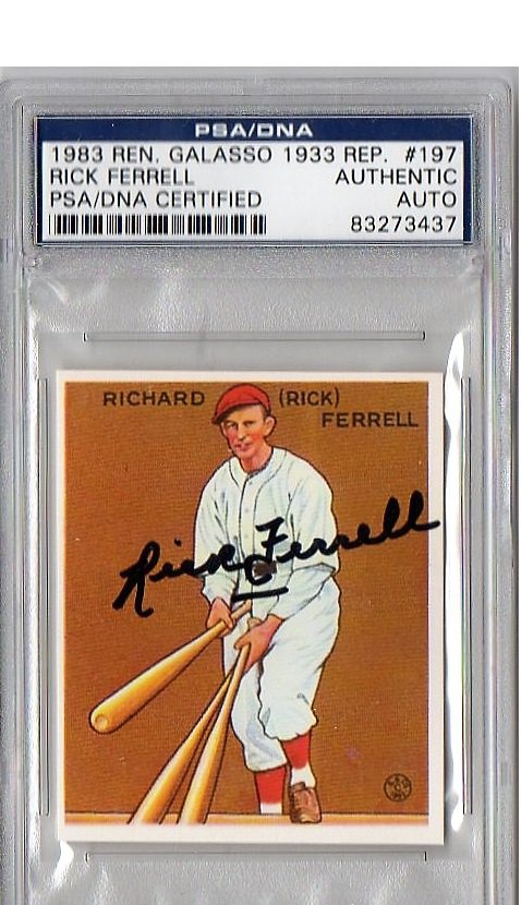 Rick Ferrell PSA/DNA Signed 1933 Goudey Reprint Authentic Autograph ...
