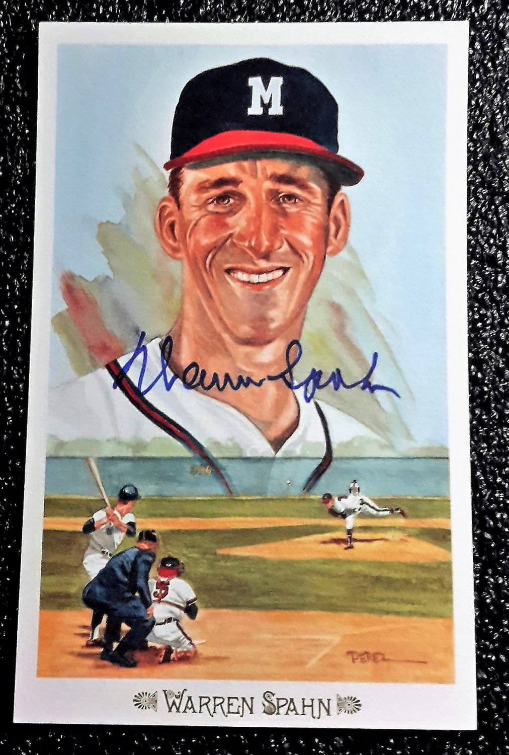 Warren Spahn Signed Autographed 1989 Perez-Steele Celebration Postcard ...