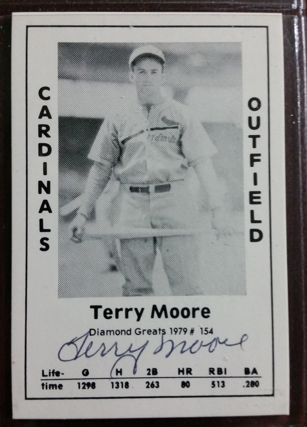 Terry Moore Signed 1979 Wallin Diamond Greats #154 Authentic Autograph ...