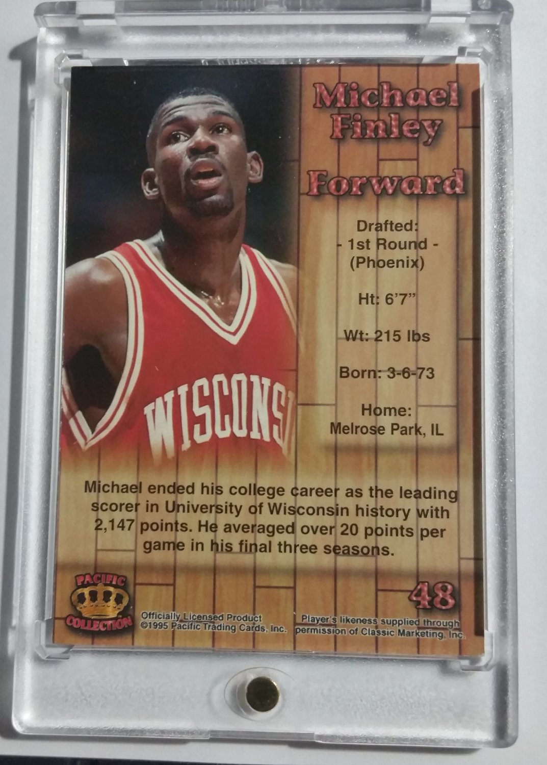 Michael Finley RC 1995-96 Pacific Prism Draft Picks Red #48 Mavs