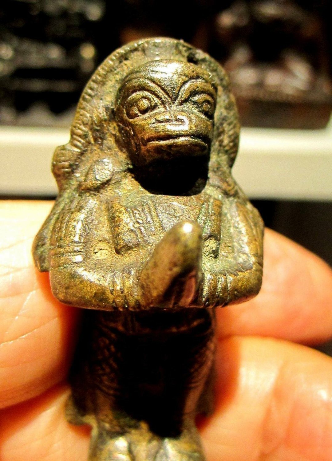 Vintage Hanuman Monkey God Statue Bronze Brass Hindu Old Rare