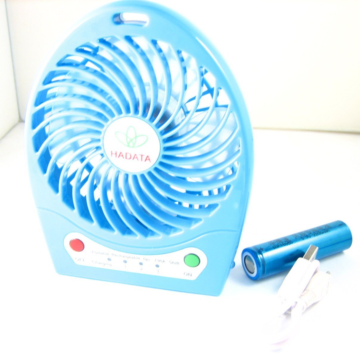 Blue Hadata Battery Portable Rechargeable Turbo Fan+Micro USB Charging ...
