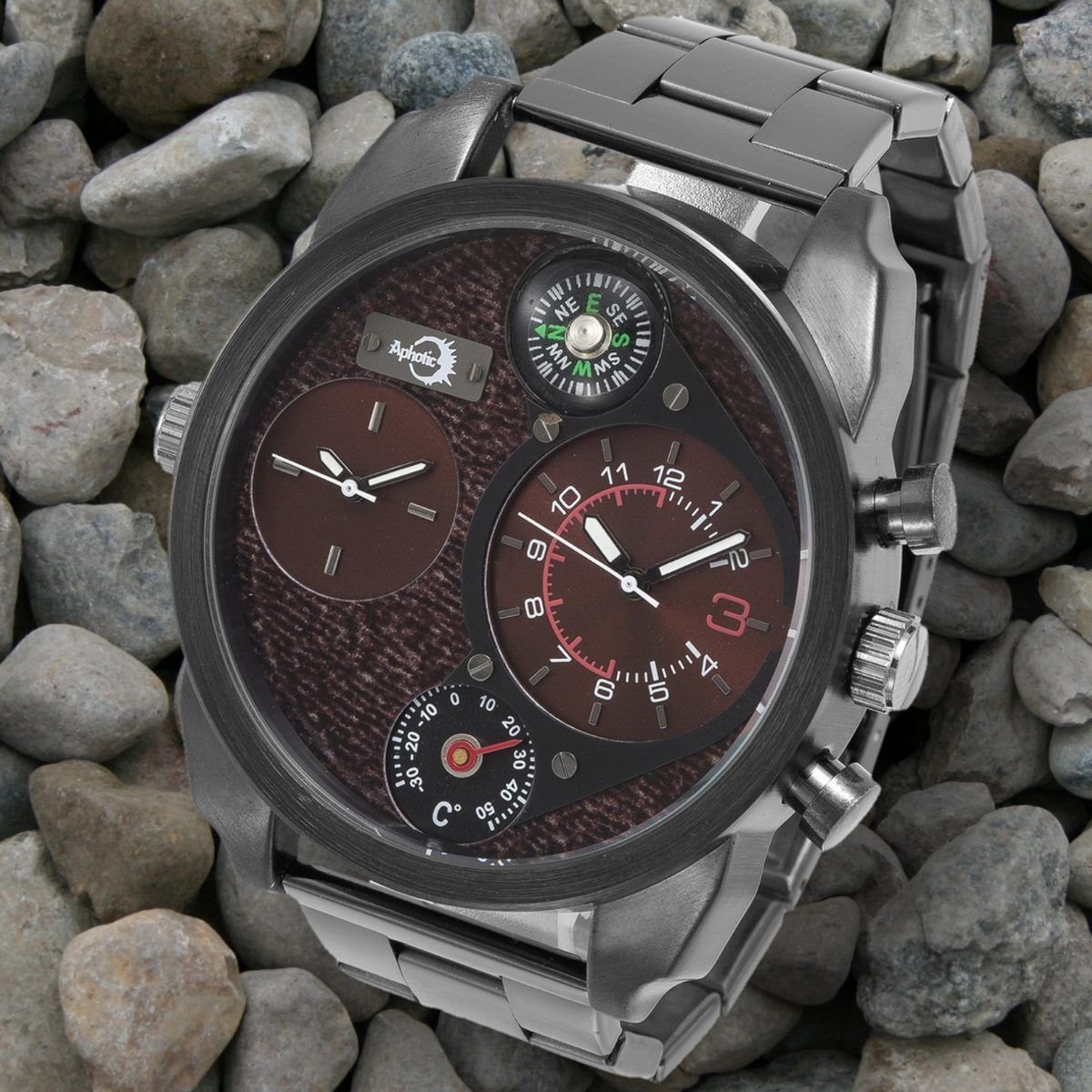 APHOTIC Dual Timezone Fashion Denim Dial Men/Women Watch Black Steel ...