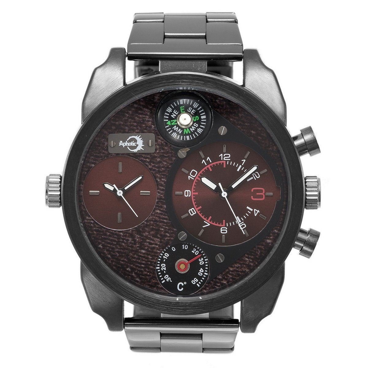 APHOTIC Dual Timezone Fashion Denim Dial Men/Women Watch Black Steel ...