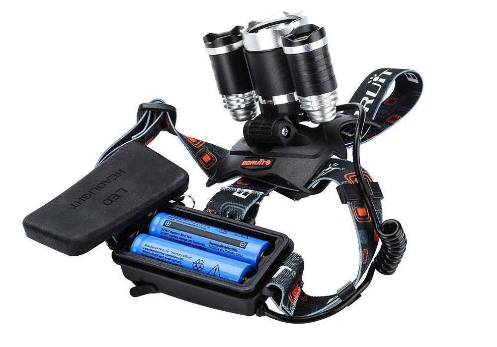 3 CREE XM-L T6 LED Head Lamp - 3800 Lumens, Adjustable Head Strap ...